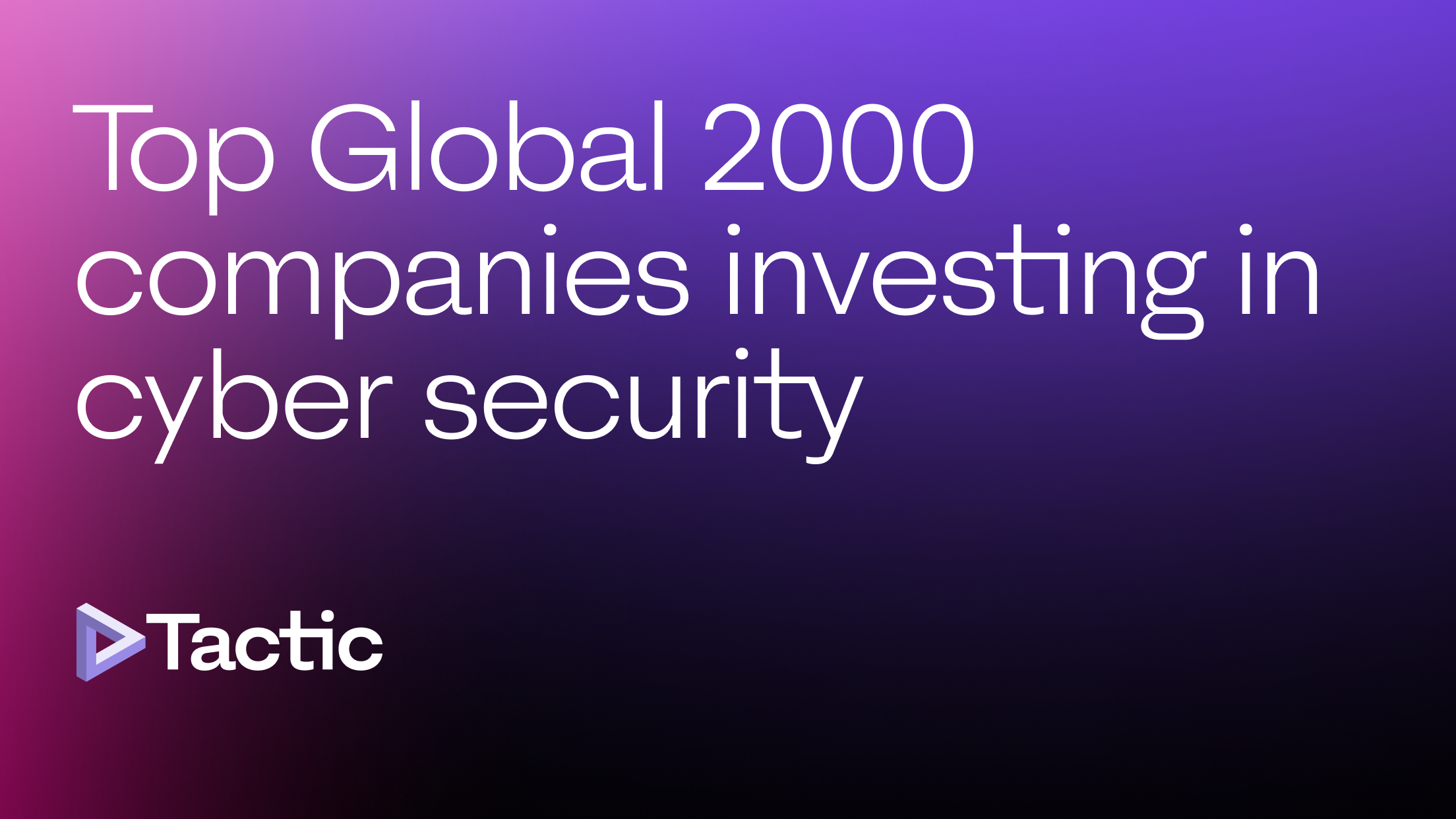 Global 2000 Cybersecurity monitor | Tactic